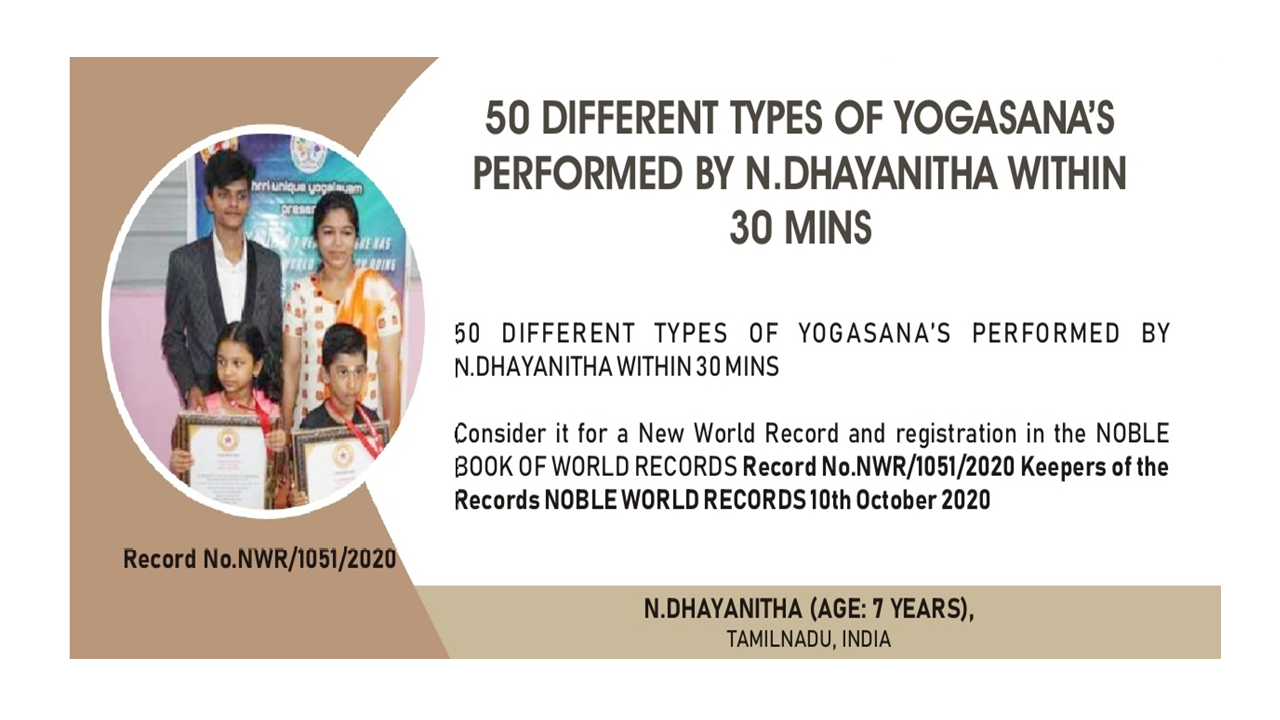 50 DIFFERENT TYPES OF YOGASANA’S PERFORMED BY N.DHAYANITHA WITHIN 30 ...